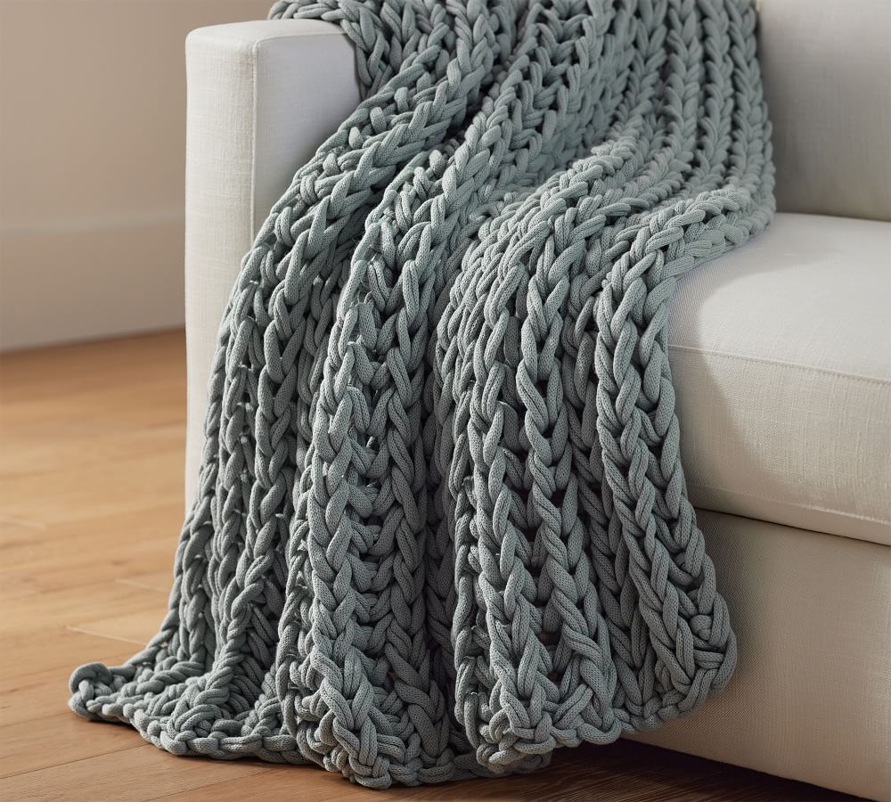 Colossal Ribbed Handknit Throw | Pottery Barn