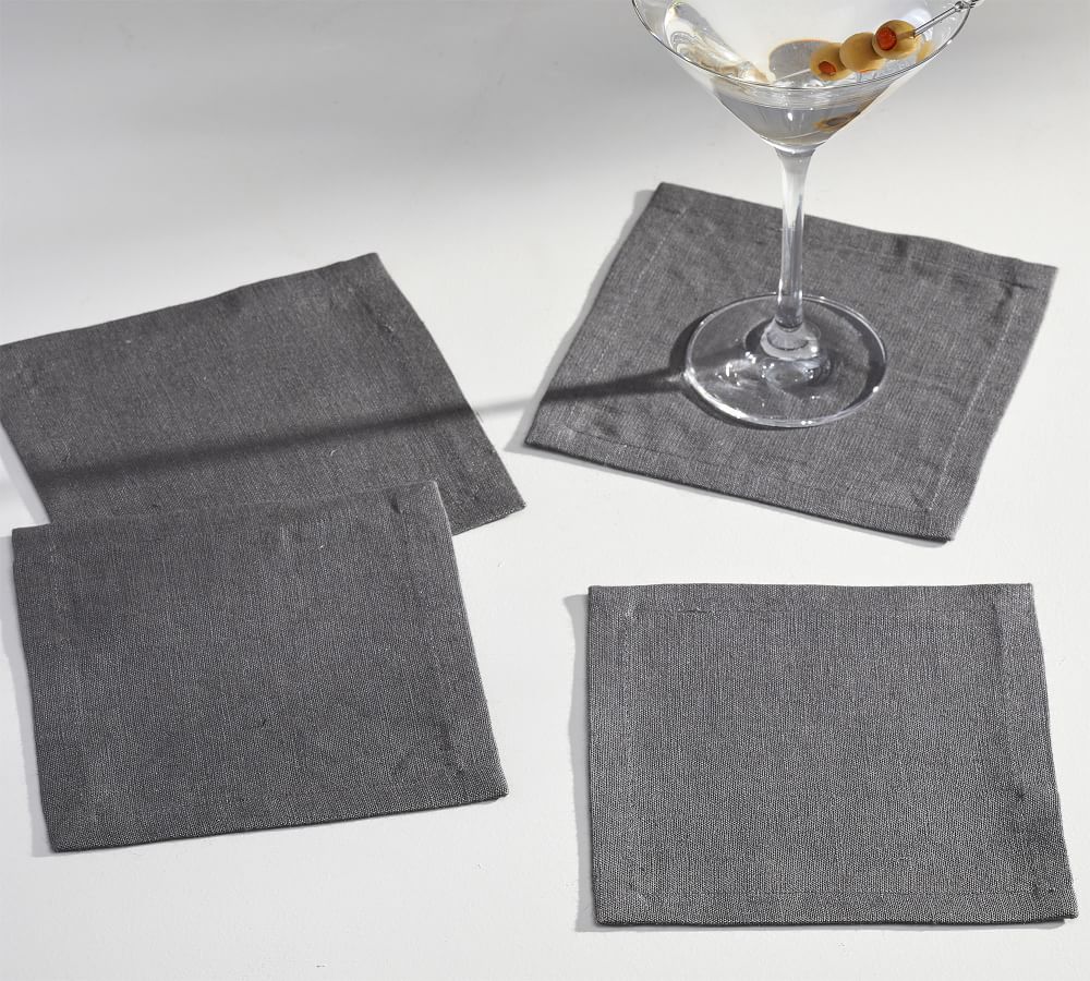 Mason Oversized Linen Coasters, Set of 4 | Pottery Barn