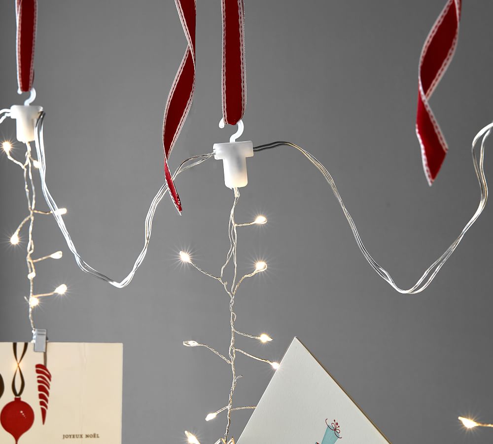Curtain String Lights Christmas Card Holder | Pottery Barn