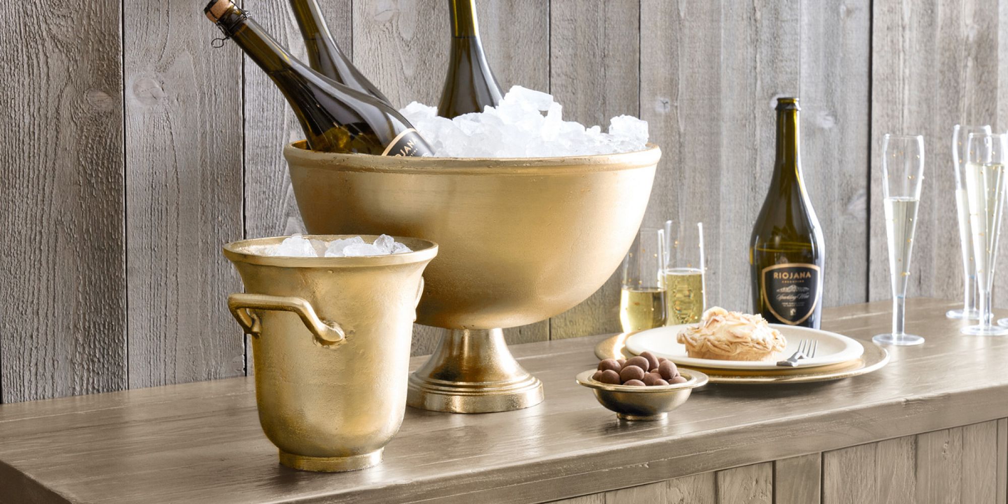 Rustic Metal Handcrafted Footed Champagne Bucket | Pottery Barn