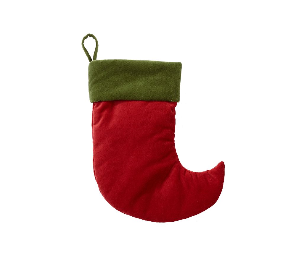 Classic Velvet Stockings - Red with Green Cuff | Pottery Barn