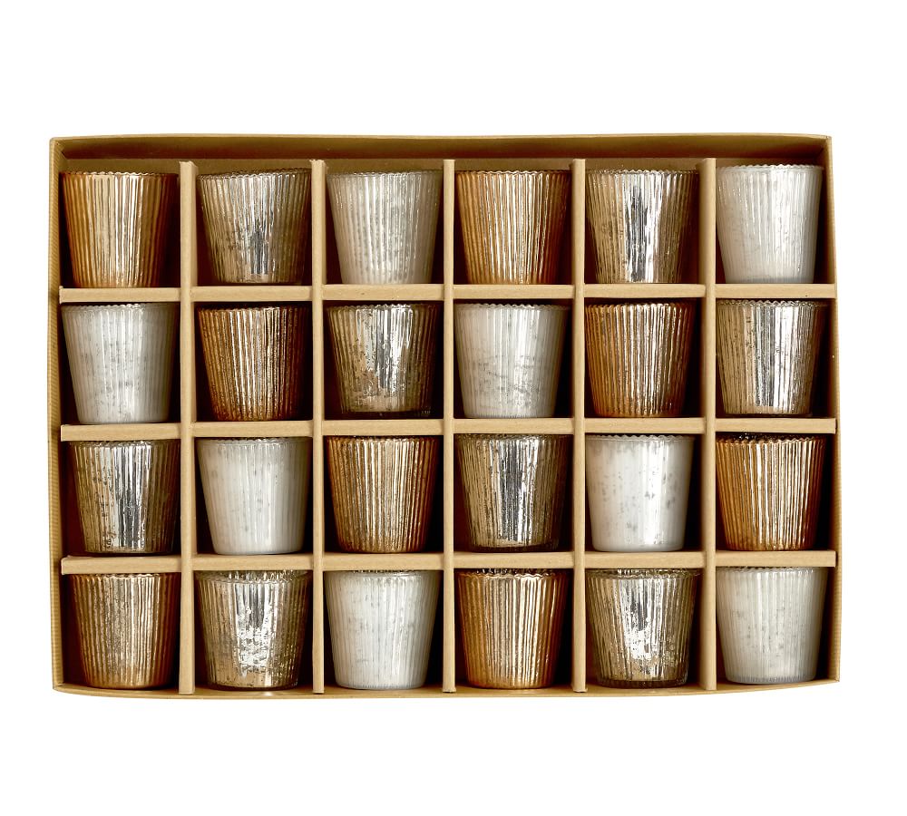 Jewel Tone Mercury Glass Votive Holders Gold And Silver Pottery Barn