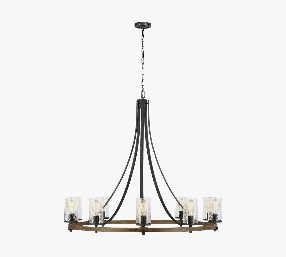 Steffens Iron & Textured Glass Chandelier | Pottery Barn