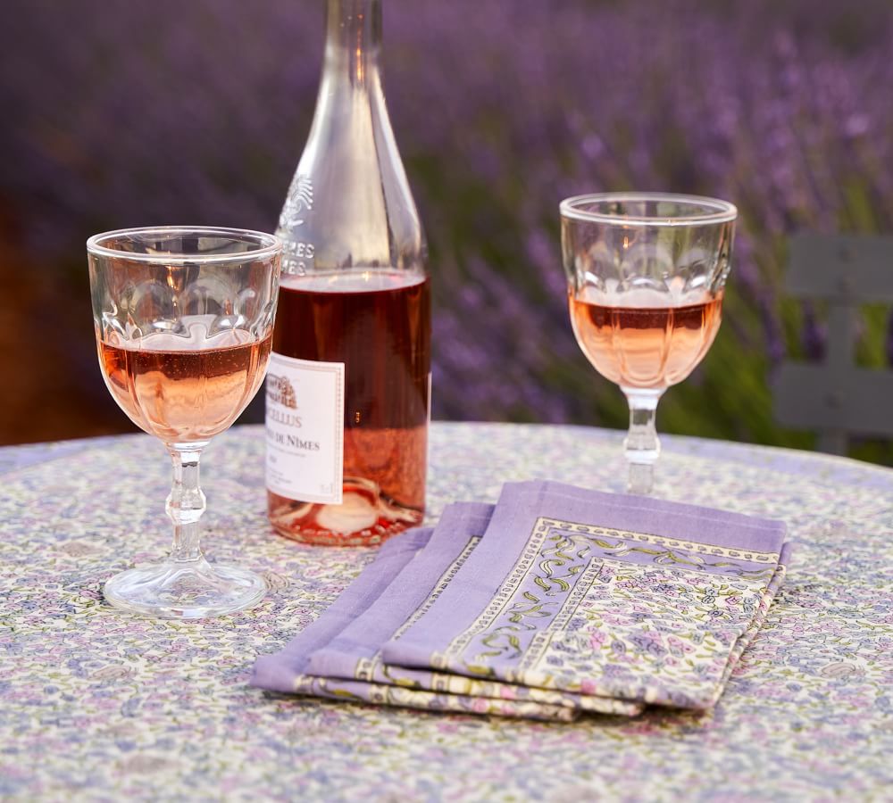 Lavender Blockprint Cotton Tablecloth | Pottery Barn