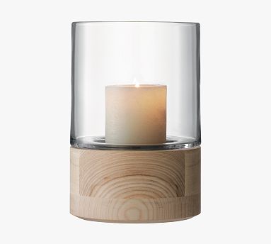 Neutral Two-Tone Glass Hurricane | Pottery Barn