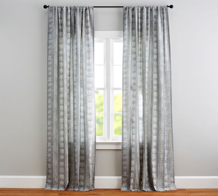 OPEN BOX: Shibori Dot Linen/Cotton Rod Pocket Curtain | Pottery Barn