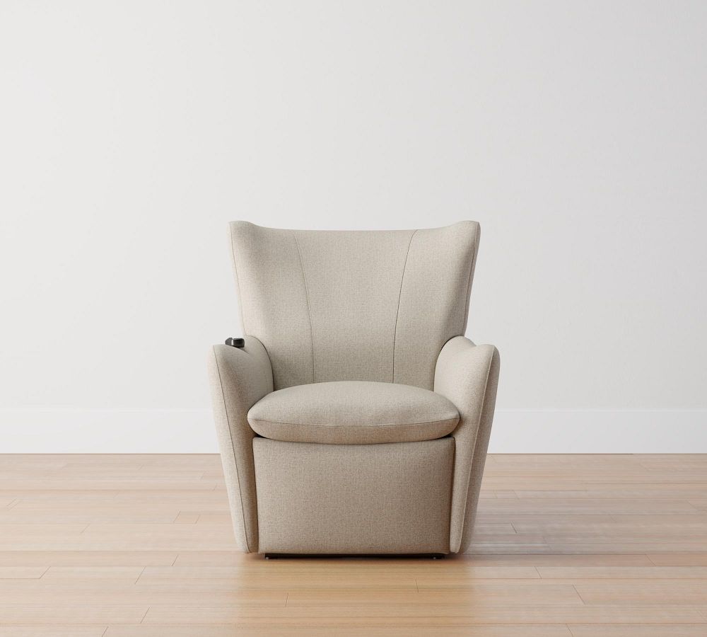 Wells Upholstered Tight Back Power Lift Recliner | Pottery Barn