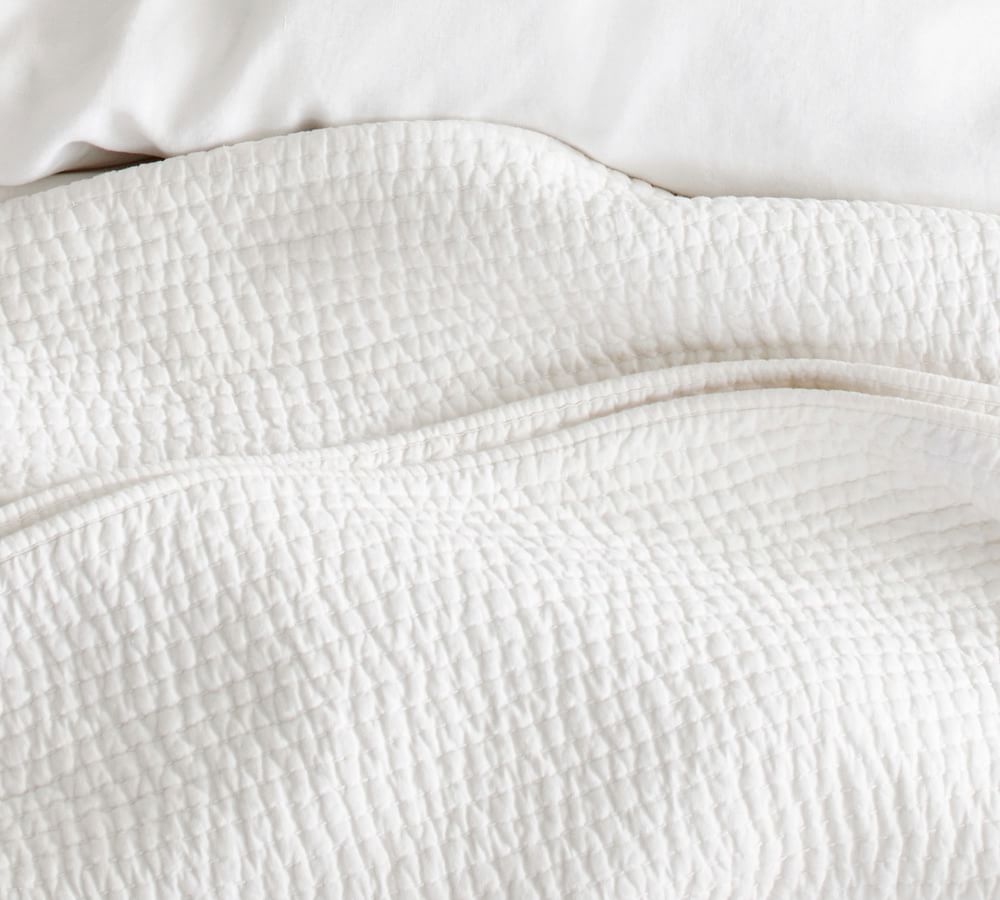 Pick-Stitch Handcrafted Cotton/Linen Quilt | Pottery Barn