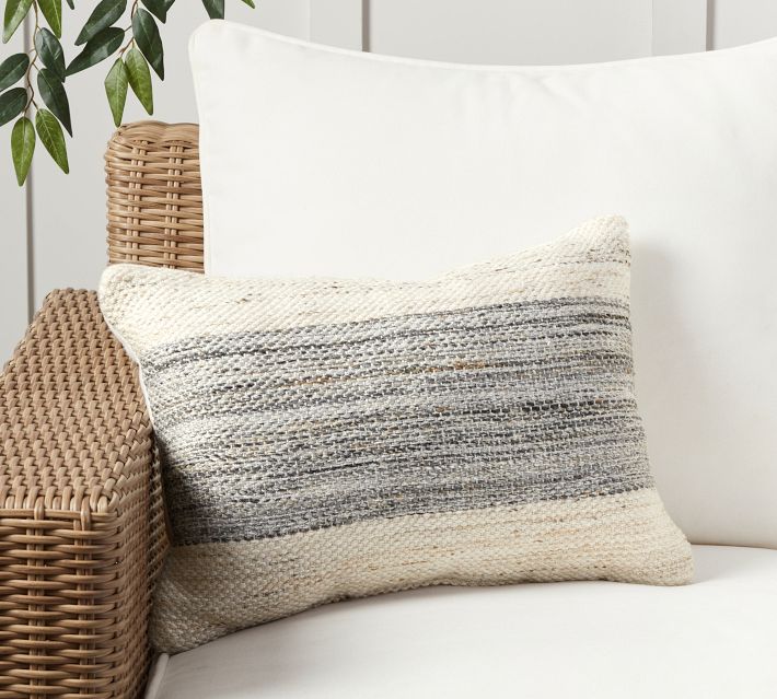 Carlow Textured Indoor/Outdoor Lumbar Pillow | Pottery Barn