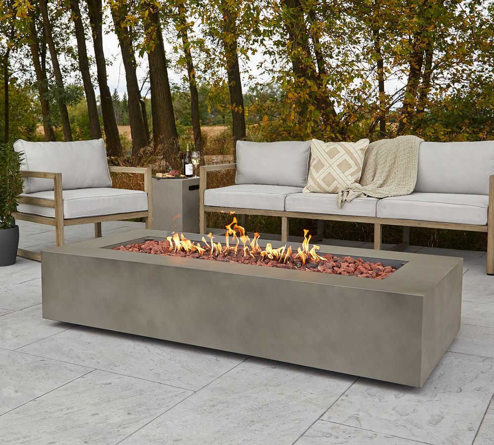 Burrows 70" X 32" Steel Rectangular Propane Fire Pit Table | Pottery Barn
