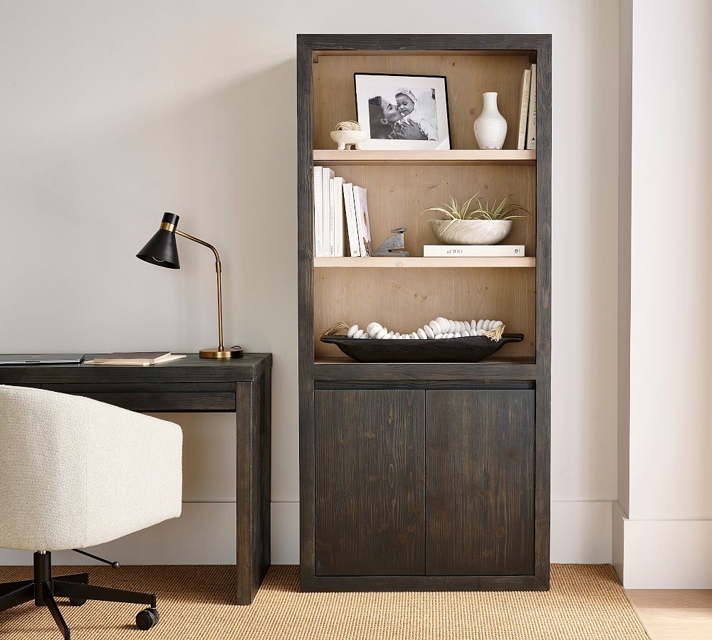 Folsom Two-Toned Bookcase with Doors | Pottery Barn