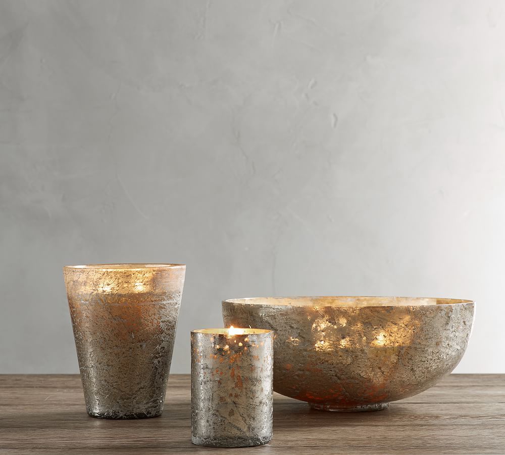 Rough Cast Mercury Glass Scented Candles - Cardamom & Vanilla | Pottery ...