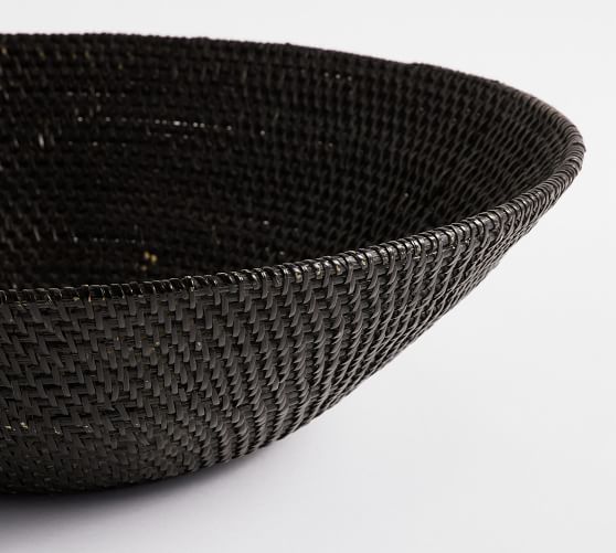 Woven Rattan Vase Collection, Black | Pottery Barn