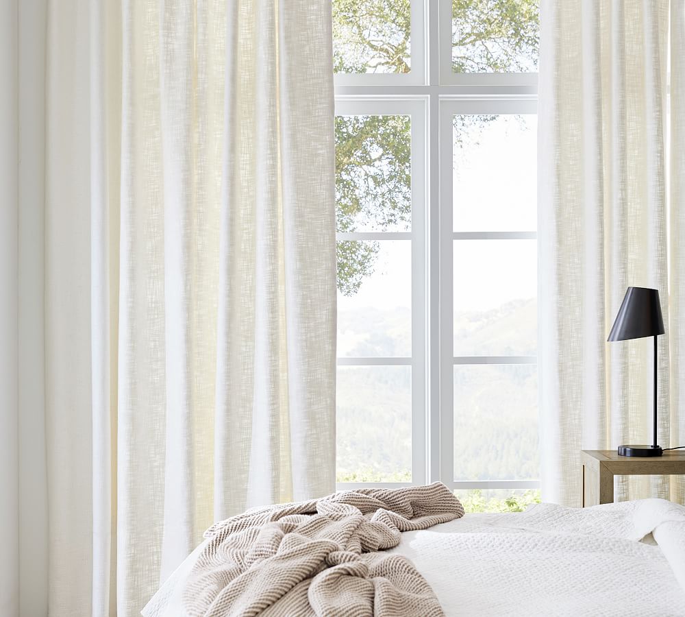 Faye Textured Linen Curtain | Pottery Barn