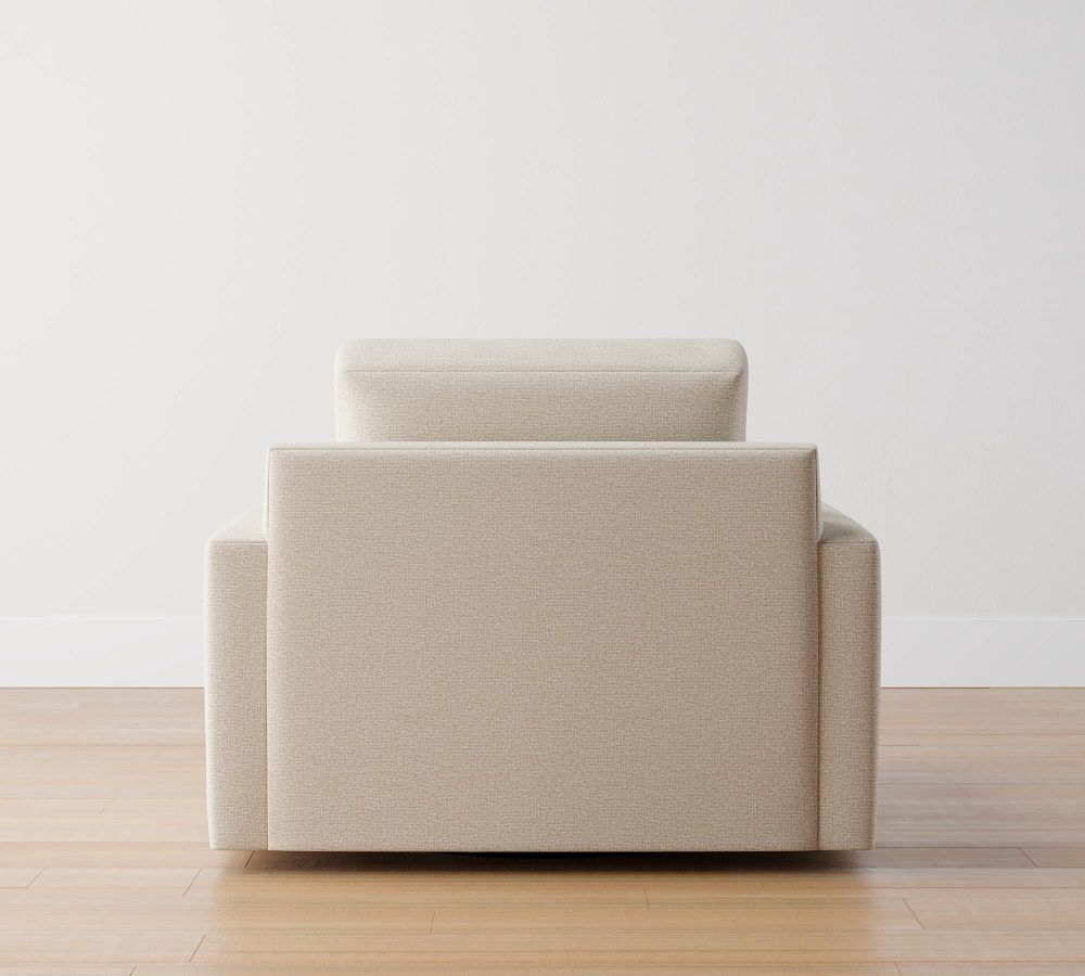 Big Sur Square Arm Upholstered Swivel Chair | Pottery Barn