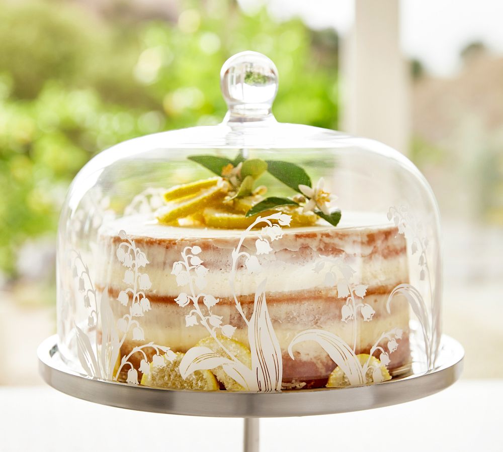 Monique Lhuillier Lily of the Valley Glass Cake Dome | Pottery Barn
