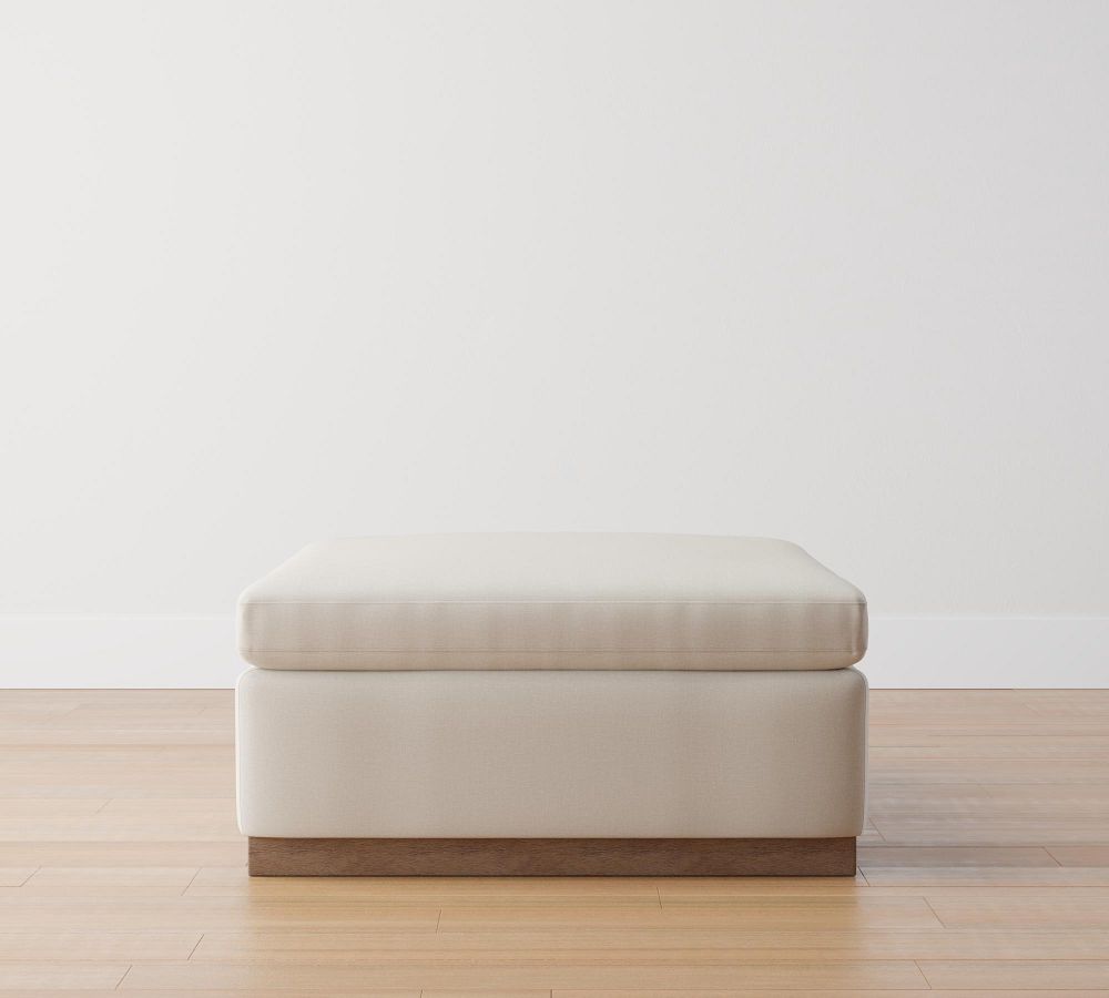 Dream Square Wide Arm Upholstered Modular Ottoman with Wood Base ...
