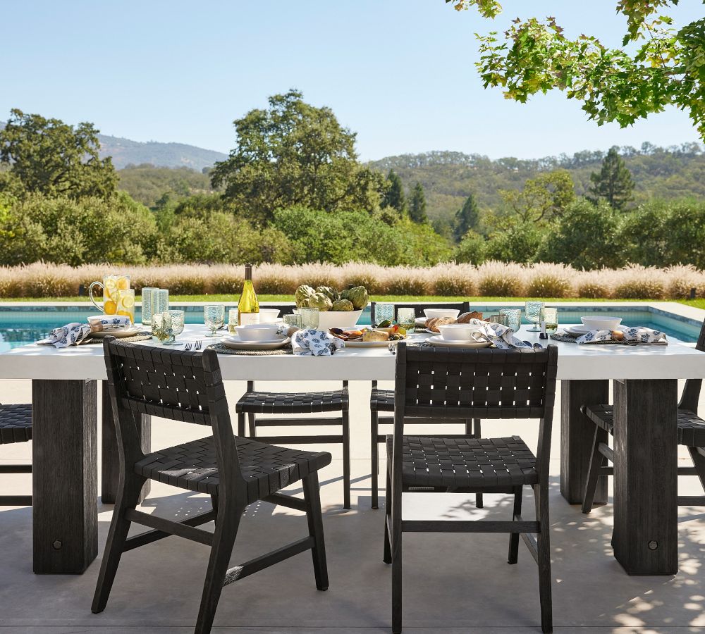 Abbott Indoor/Outdoor 96" Concrete & FSC® Acacia Chunky Leg Dining ...