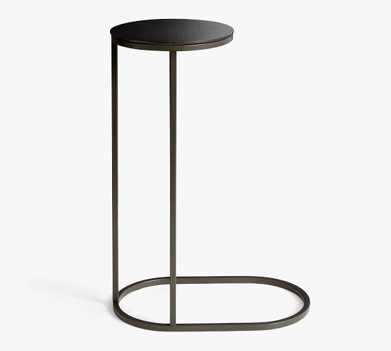 Duke Round Metal Swivel Side Table | Pottery Barn