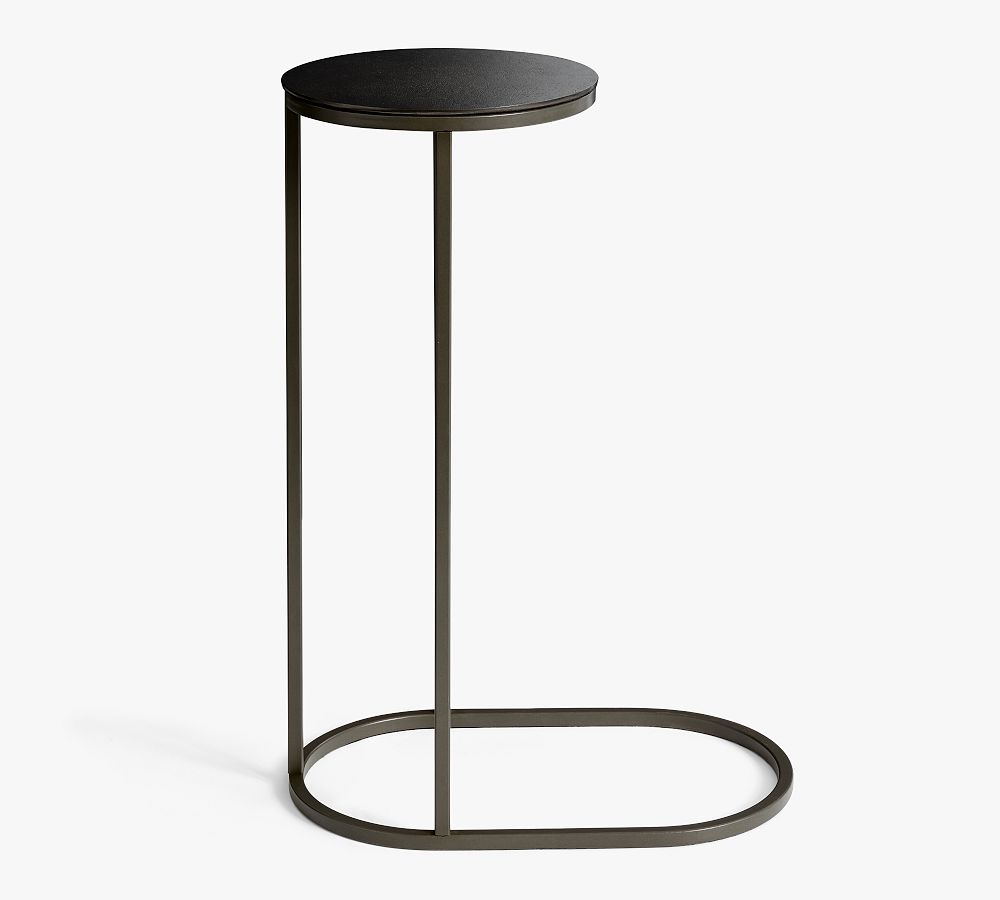 Duke Round Metal Swivel Side Table | Pottery Barn