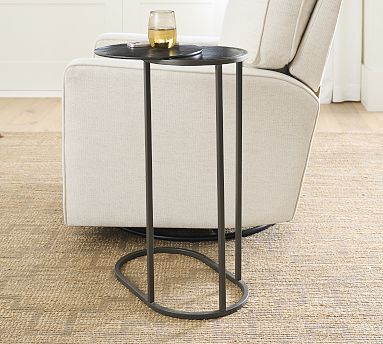 Duke Round Metal Swivel Side Table | Pottery Barn