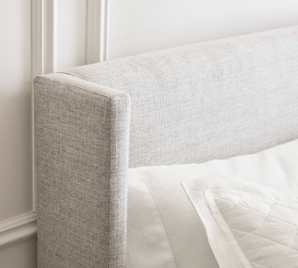 Jake Upholstered Platform Bed with Metal Legs | Pottery Barn