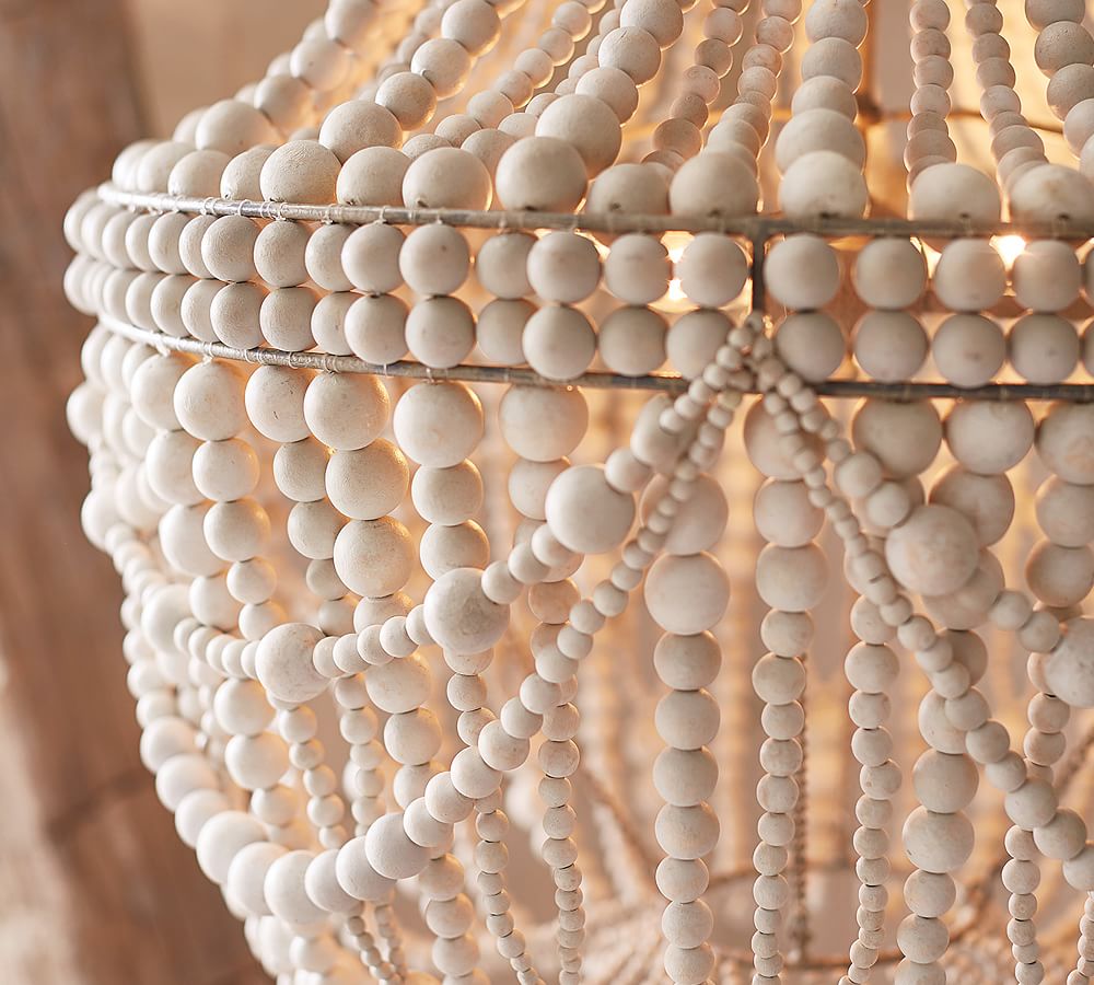 Francesca Wood Bead Chandelier | Pottery Barn