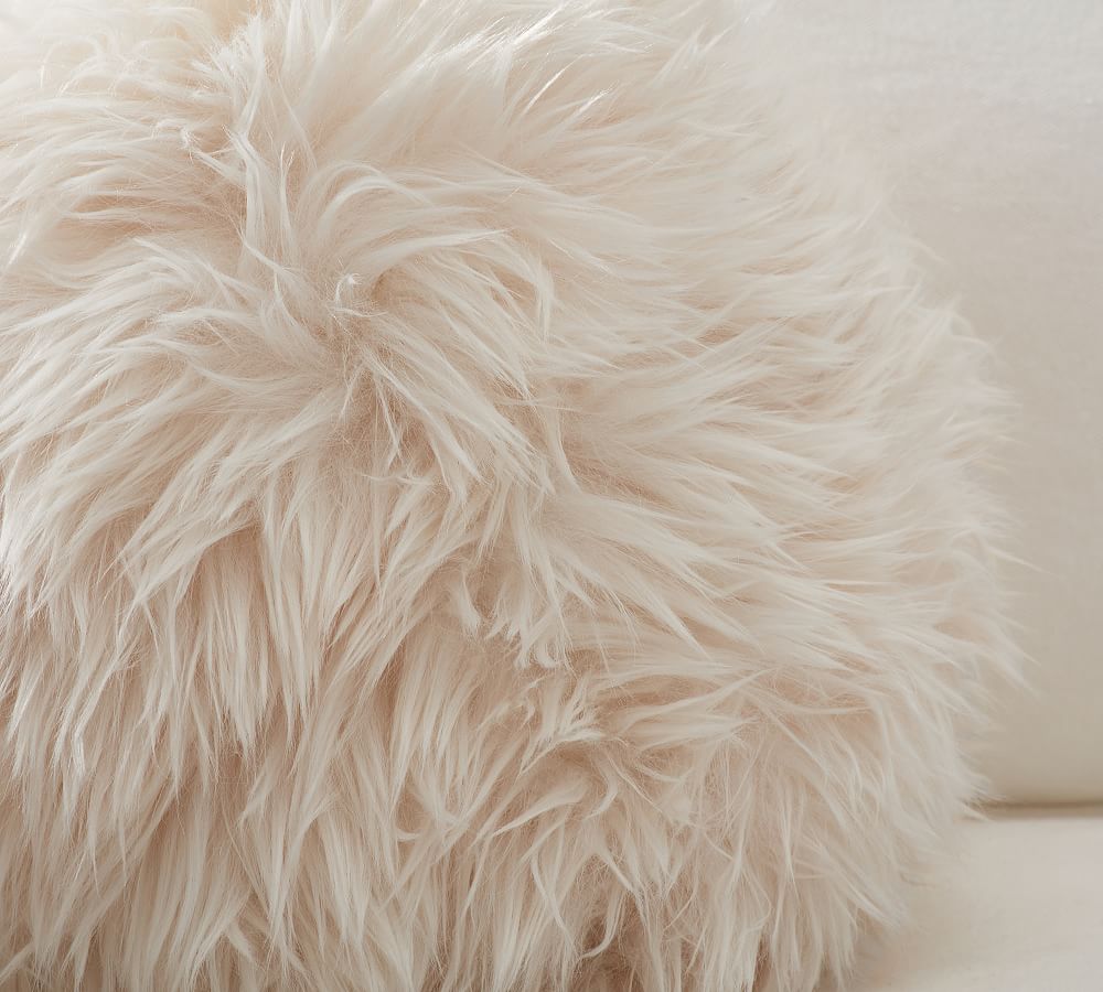 Luxe Faux Fur Sphere Throw Pillow | Pottery Barn