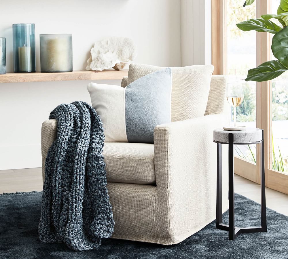 Ayden Square Arm Slipcovered Swivel Glider | Pottery Barn