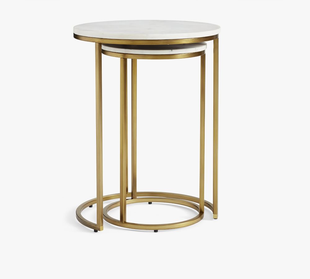 Delaney Round Nesting End Marble Table | Pottery Barn