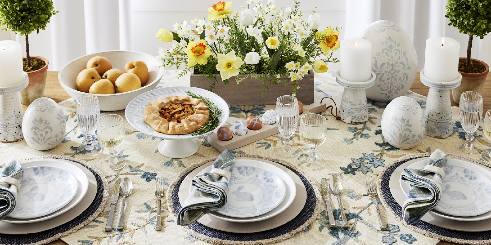 Liana Crewel Cotton/Linen Embroidered Table Throw | Pottery Barn