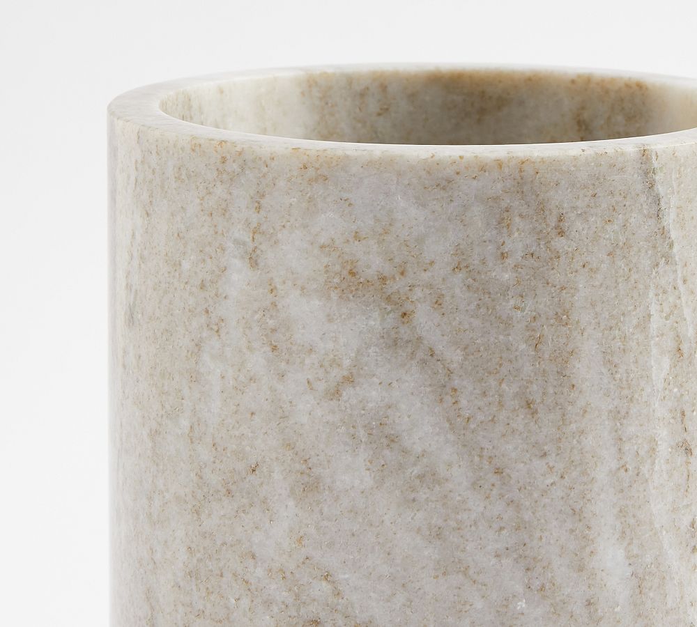Handcrafted Beige Marble Utensil Crock | Pottery Barn