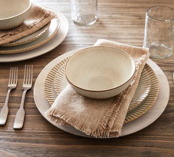 Ridge Textured Stoneware Dinner Plates | Pottery Barn
