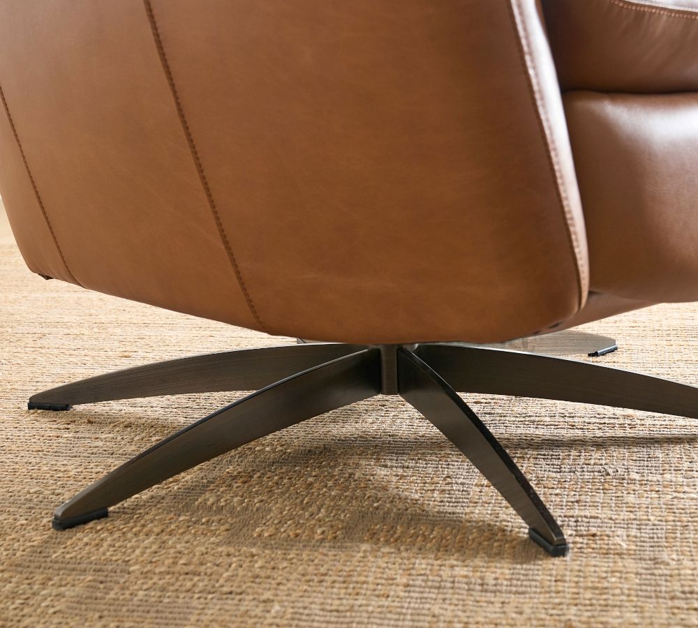 Wells Tufted Leather Swivel Recliner | Pottery Barn