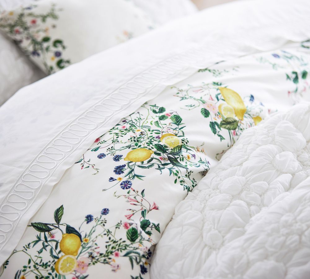 Monique Lhuillier Positano Percale Duvet Cover | Pottery Barn