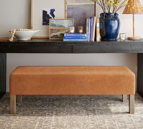 Arden Leather Ottoman | Pottery Barn