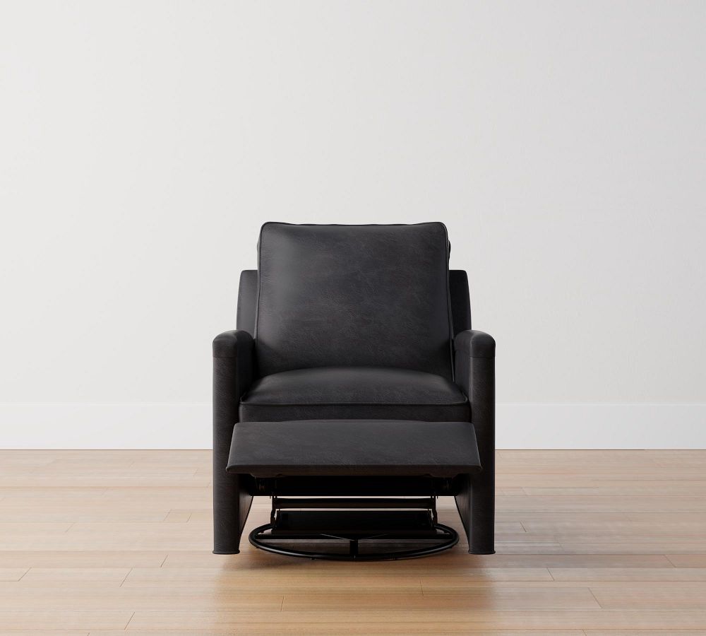 Tyler Square Arm Leather Power Swivel Glider Recliner | Pottery Barn