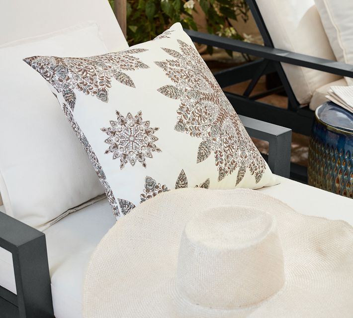 Indio Metal Outdoor Chaise Lounge, Slate | Pottery Barn