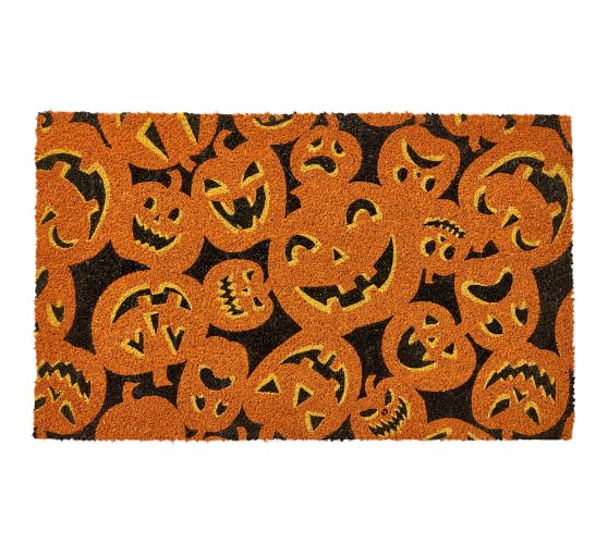 Tossed Jack-O'-Lantern Doormat | Pottery Barn