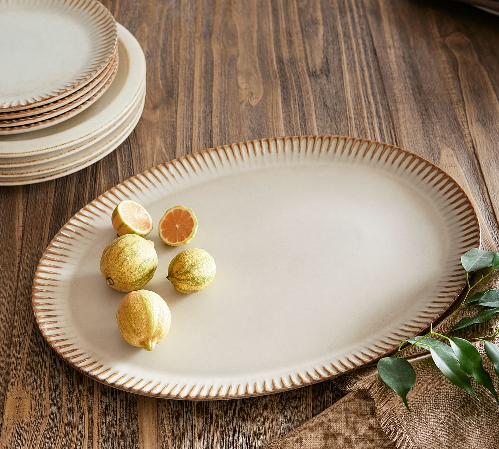 Ridge Textured Stoneware Serving Platter | Pottery Barn