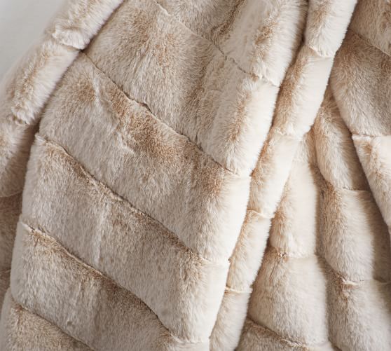 Faux Fur Channel Throw Blanket | Pottery Barn