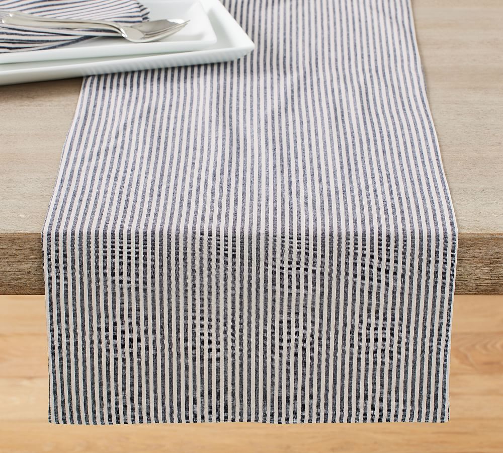 Wheaton Striped Linen/Cotton Table Runner | Pottery Barn