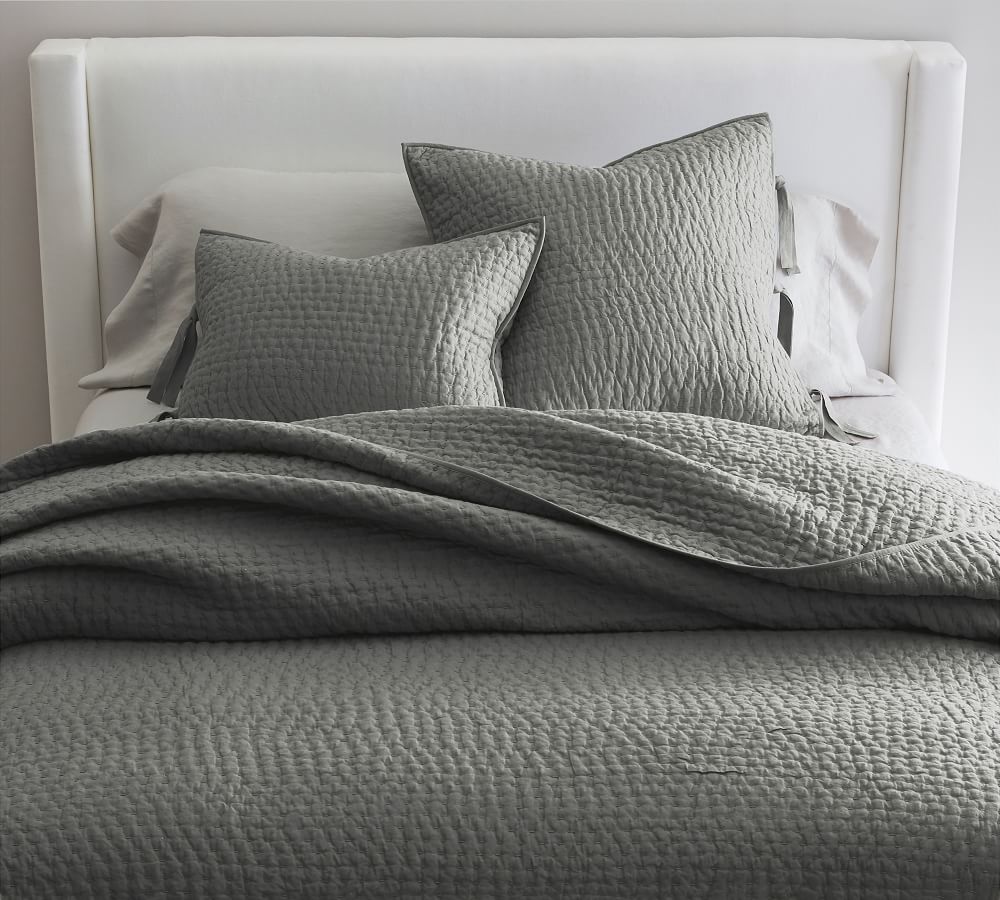 Pick-Stitch Handcrafted Cotton/Linen Quilt | Pottery Barn