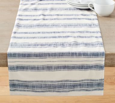French Striped Organic Cotton Table Runner | Pottery Barn