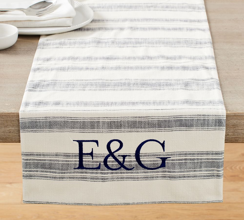 French Striped Organic Cotton Table Runner | Pottery Barn