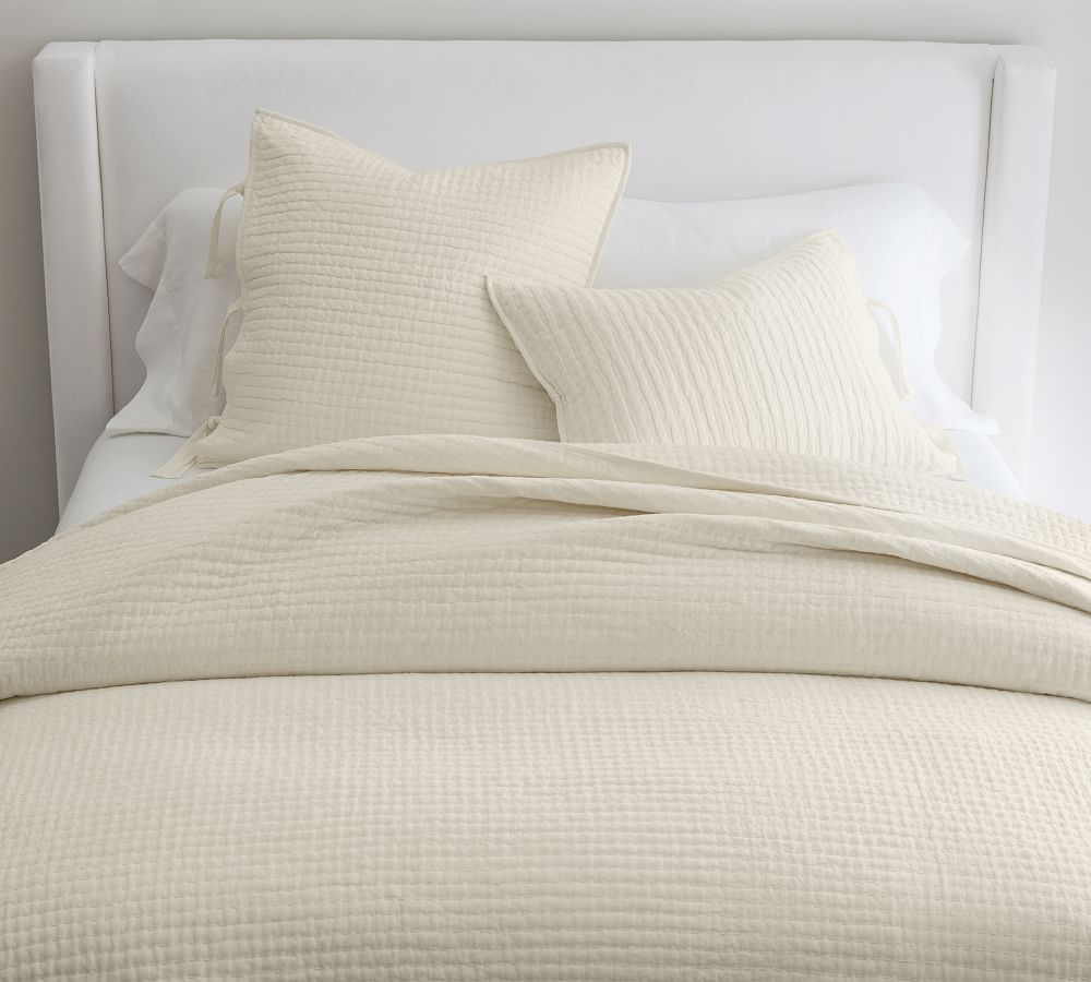 Pick-Stitch Handcrafted Cotton/Linen Quilt | Pottery Barn