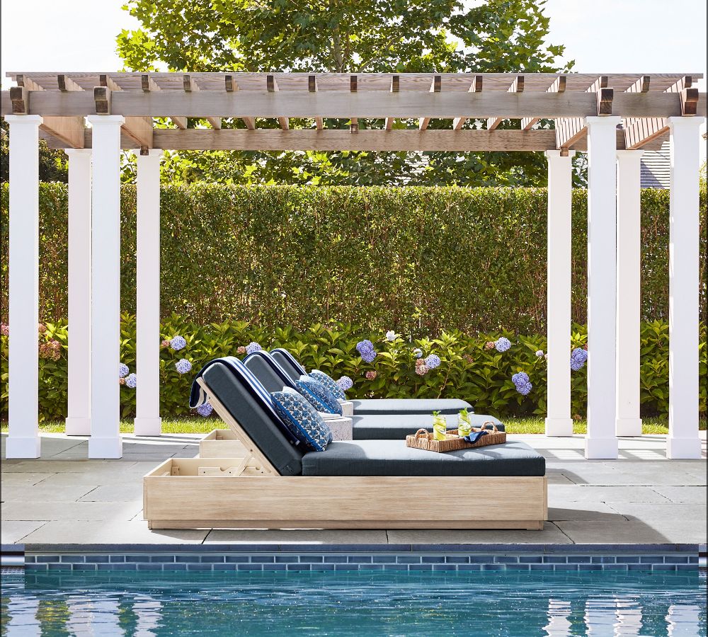 Indio FSC® Eucalyptus Modern Platform Single Chaise | Pottery Barn