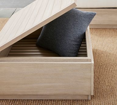 Indio FSC® Eucalyptus Modern Platform Outdoor Coffee Table with Storage ...