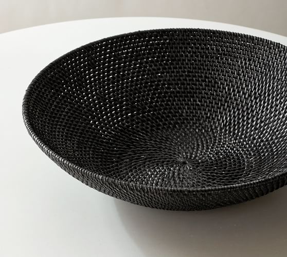 Woven Rattan Vase Collection, Black | Pottery Barn