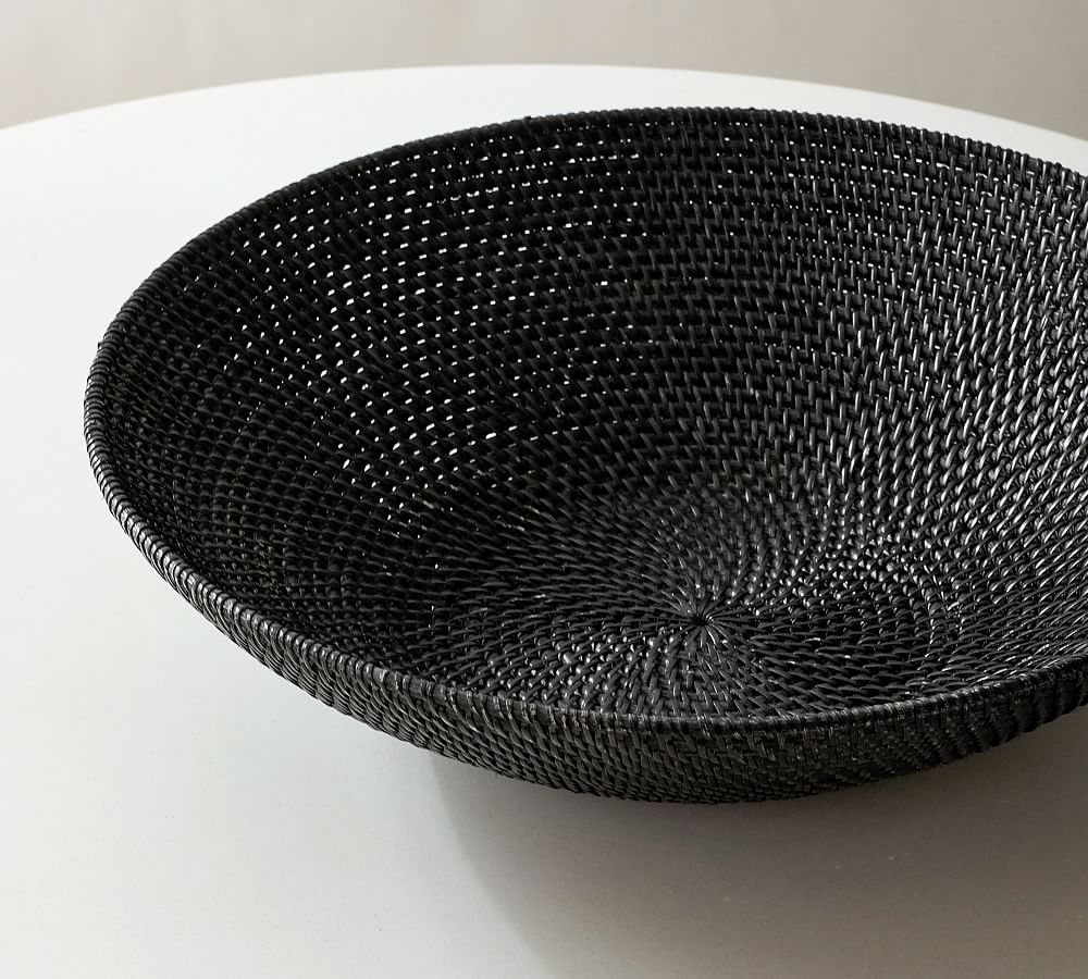Woven Rattan Vase Collection, Black | Pottery Barn